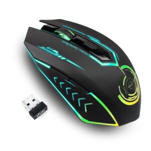 uhuru wireless gaming mouse up to 10000 dpi, rechargeable usb wireless mouse with 6 buttons 7 changeable led color ergonomic programmable mmo rpg for pc laptop, compatible with windows mac