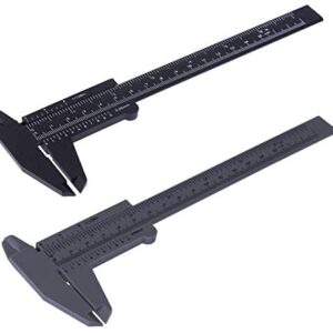 Penta Angel 2Pcs Plastic Caliper Inch/Metric 6Inch 150mm Mini Caliper Double Scale Ruler Measuring Tool for Student (Gray and Black)