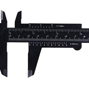 Penta Angel 2Pcs Plastic Caliper Inch/Metric 6Inch 150mm Mini Caliper Double Scale Ruler Measuring Tool for Student (Gray and Black)