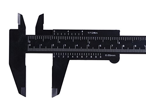 Penta Angel 2Pcs Plastic Caliper Inch/Metric 6Inch 150mm Mini Caliper Double Scale Ruler Measuring Tool for Student (Gray and Black)