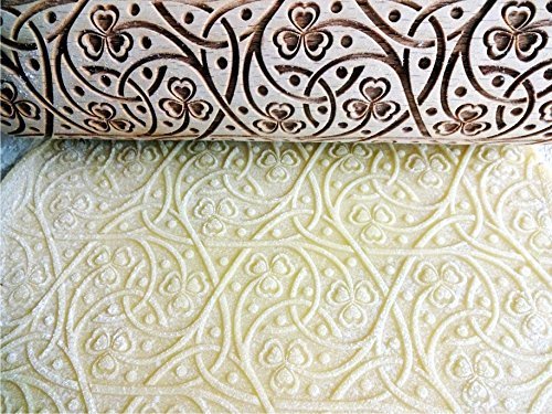 IRISH CLOVER KNOT Embossing Rolling Pin. Dough Roller with Shamrock Pattern for Homemade Cookies and Pottery by Algis Crafts