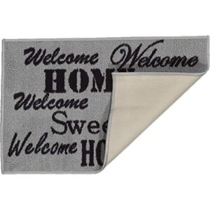 Machine Washable Sweet Home Design Non-Slip Rubberback 2x3 Entry Doormats for Doorway, Entryway, Indoor Door Mat Front Door, Rugs For Entrance, 20" x 30", Gray