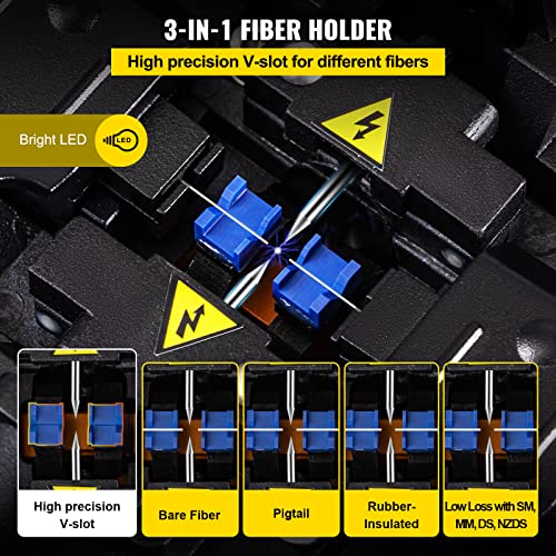 Mophorn Fusion Splicer Automatic Focus JW4108S FTTH Fiber Optic Fusion Splicer 5 Inch Digital LCD Screen Fusion Splicer Machine Fiber Cleaver Kit