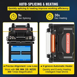 Mophorn Fusion Splicer Automatic Focus JW4108S FTTH Fiber Optic Fusion Splicer 5 Inch Digital LCD Screen Fusion Splicer Machine Fiber Cleaver Kit