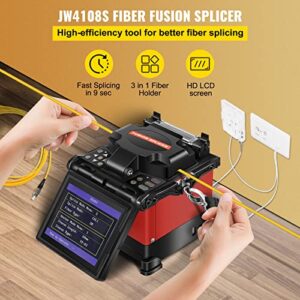 Mophorn Fusion Splicer Automatic Focus JW4108S FTTH Fiber Optic Fusion Splicer 5 Inch Digital LCD Screen Fusion Splicer Machine Fiber Cleaver Kit