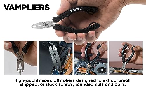 VAMPLIERS 2-PC Screw Extraction Pliers Set. Includes: 5" Mini Plier with ESD Safe Handles, Ideal For Any Electronic Repair + 8" PRO Heavy Duty Linesman Pliers. Made in Japan from High Carbon Steel.