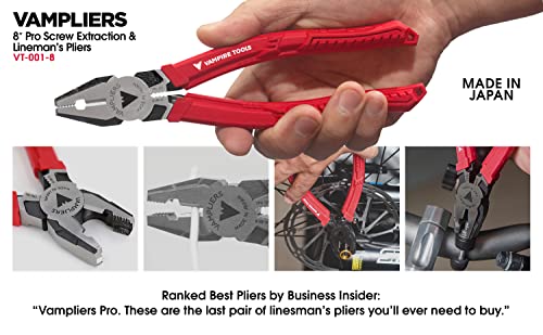 VAMPLIERS 2-PC Screw Extraction Pliers Set. Includes: 5" Mini Plier with ESD Safe Handles, Ideal For Any Electronic Repair + 8" PRO Heavy Duty Linesman Pliers. Made in Japan from High Carbon Steel.