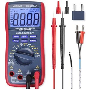 astroai digital multimeter and analyzer trms 6000 counts volt meter ohmmeter auto-ranging tester; accurately measures voltage current resistance diodes continuity duty-cycle capacitance temperature