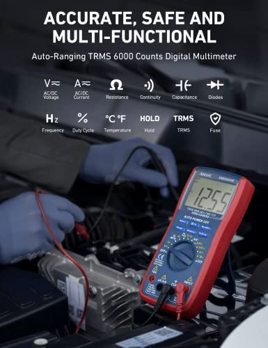 AstroAI Digital Multimeter and Analyzer TRMS 6000 Counts Volt Meter Ohmmeter Auto-Ranging Tester; Accurately Measures Voltage Current Resistance Diodes Continuity Duty-Cycle Capacitance Temperature