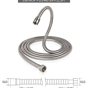 PHASAT Shower Hose,138 Inches Extra Long Shower Hose Replacement,304 Stainless Steel Shower Head Hose Extension Brushed Nickel,A3107N-3.5