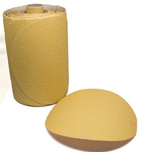 benchmark abrasives 6" psa gold self adhesive da sanding disc roll aluminum oxide grains designed for surface blending edge sanding general stock removal orbital sanders (100 discs) - 320 grit