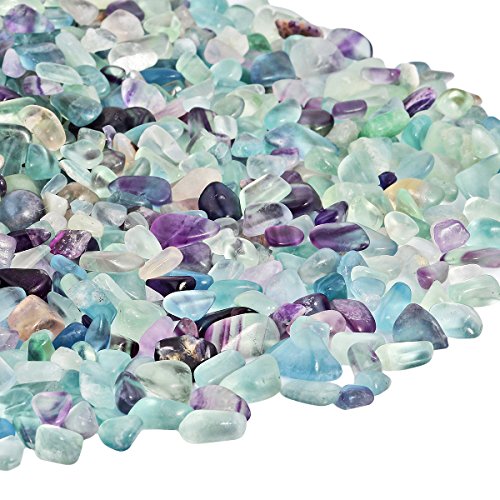 SUNYIK Fluorite Tumbled Chips Stone Crushed Crystal Quartz Pieces Irregular Shaped Stones 1pound(About 460 Gram)