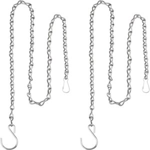 eboot 2 pack 35 inch hanging chain for bird feeders, planters, lanterns and ornaments (silver)