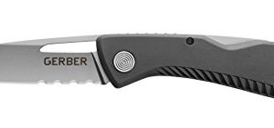 Gerber Gear Gear SharkBelly Knife - 3.25" Serrated Edge Folding Knife - EDC Gear and Equipment - Grey