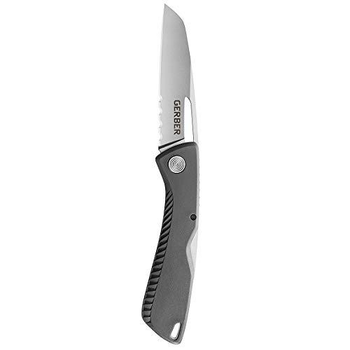 Gerber Gear Gear SharkBelly Knife - 3.25" Serrated Edge Folding Knife - EDC Gear and Equipment - Grey