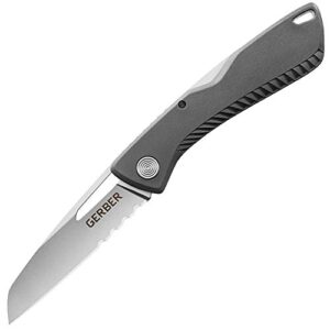 Gerber Gear Gear SharkBelly Knife - 3.25" Serrated Edge Folding Knife - EDC Gear and Equipment - Grey