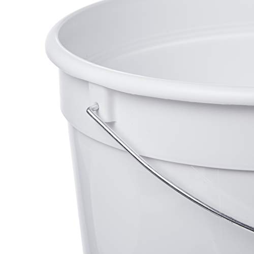 Consolidated Plastics Pail with Handle, HDPE, 6 Quart, White, 10 Piece