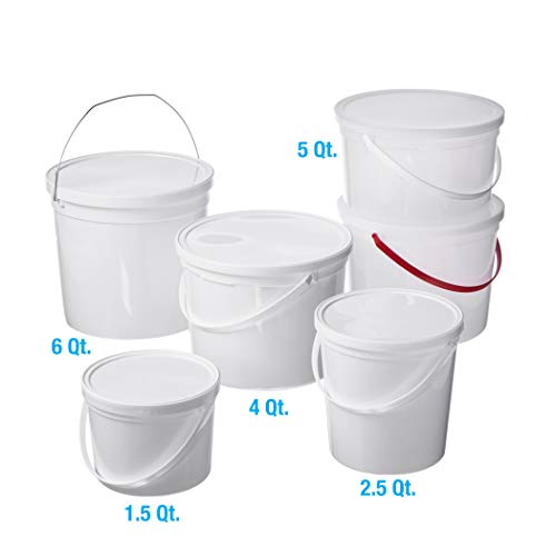 Consolidated Plastics Pail with Handle, HDPE, 6 Quart, White, 10 Piece