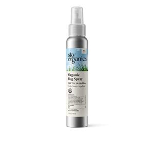 sky organics organic bug spray for body, alcohol & deet free usda certified organic to protect & repel, 4 fl. oz.