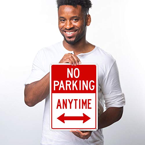 No Parking Anytime Sign, with Arrows 10x14 Inches, Rust Free .040 Aluminum, Fade Resistant, Made in USA by Sigo Signs