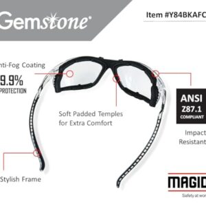 MAGID Gemstone Onyx Sporty Foam Lined Safety Glasses, 1 Pair, Gray Polycarbonate Lenses, Black Frame