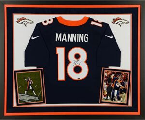 peyton manning denver broncos deluxe framed autographed navy blue nike elite jersey - autographed nfl jerseys