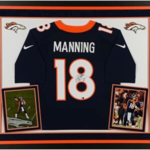 Peyton Manning Denver Broncos Deluxe Framed Autographed Navy Blue Nike Elite Jersey - Autographed NFL Jerseys