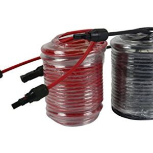 TEMCo 100' Red + 100' Black 10 AWG/Gauge Solar Panel Extension Cable with M/F Solar Connector Ends (Variety of Lengths Available)