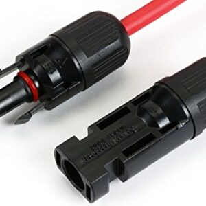 TEMCo 100' Red + 100' Black 10 AWG/Gauge Solar Panel Extension Cable with M/F Solar Connector Ends (Variety of Lengths Available)