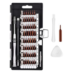 syntus precision screwdriver set, 63 in 1 with 57 bits screwdriver kit, magnetic driver electronics repair tool kit for iphone, tablet, macbook, xbox, cellphone, pc, game console, black