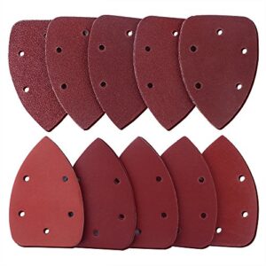 AUSTOR 50 Pieces Mouse Sanding Pads Detail Sander Sandpaper Sanding Paper Sheets Hook and Loop Assorted 40/60/ 80/100/ 120/180/ 240/320/ 400/800 Grits