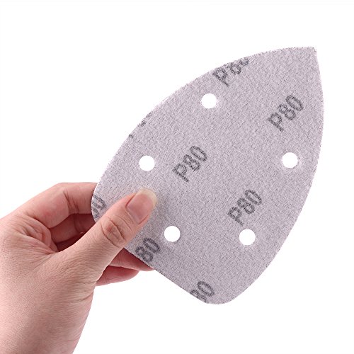 AUSTOR 50 Pieces Mouse Sanding Pads Detail Sander Sandpaper Sanding Paper Sheets Hook and Loop Assorted 40/60/ 80/100/ 120/180/ 240/320/ 400/800 Grits