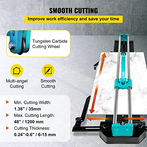 BestEquip Manual Tile Cutter, 48 inch Tile Cutter, All-Steel Frame Cutting Machine, Precise Tile Cutter Tools w/Laser Guide & Tungsten Carbide Wheel, Large Tile Cutter For Porcelain Ceramic