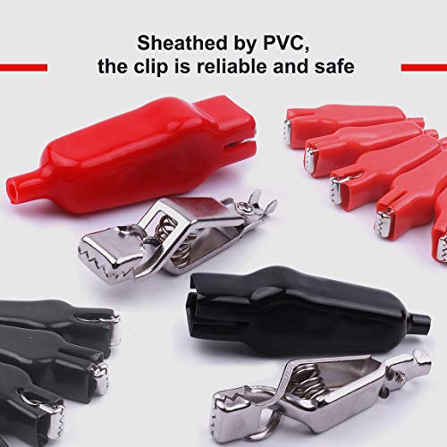 ATOPLEE 20PCS Alligator Clips Electrical,20A Insulated Spring Loaded Alligator Clamps,Truck Car Battery Heavy Duty Alligator Clips for Electrical Testing, Circuit Connection, Experiment