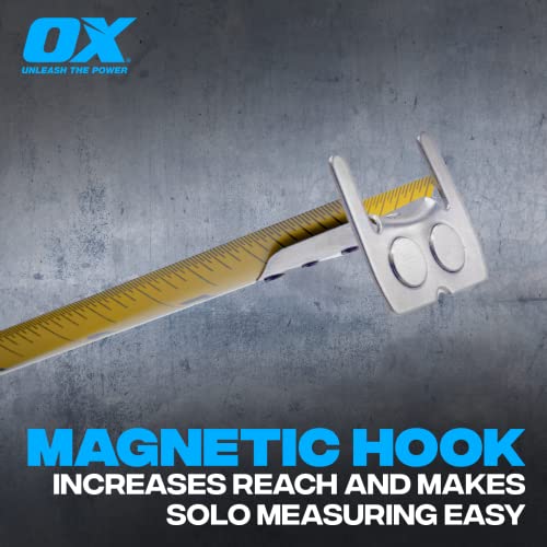 OX Tools OX-P029425 Pro Stainless Steel 25-Foot Tape Measure with Magnetic Hook, Heavy Duty Case & Easily Visible Measure Marks