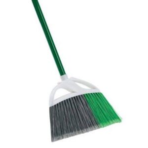 libman commercial 205 large precision angle broom, steel handle, 13" wide, green and white (pack of 6)