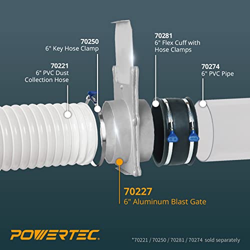 POWERTEC 70227 6-Inch Blast Gate for Dust Collector, Dust Collection Fittings