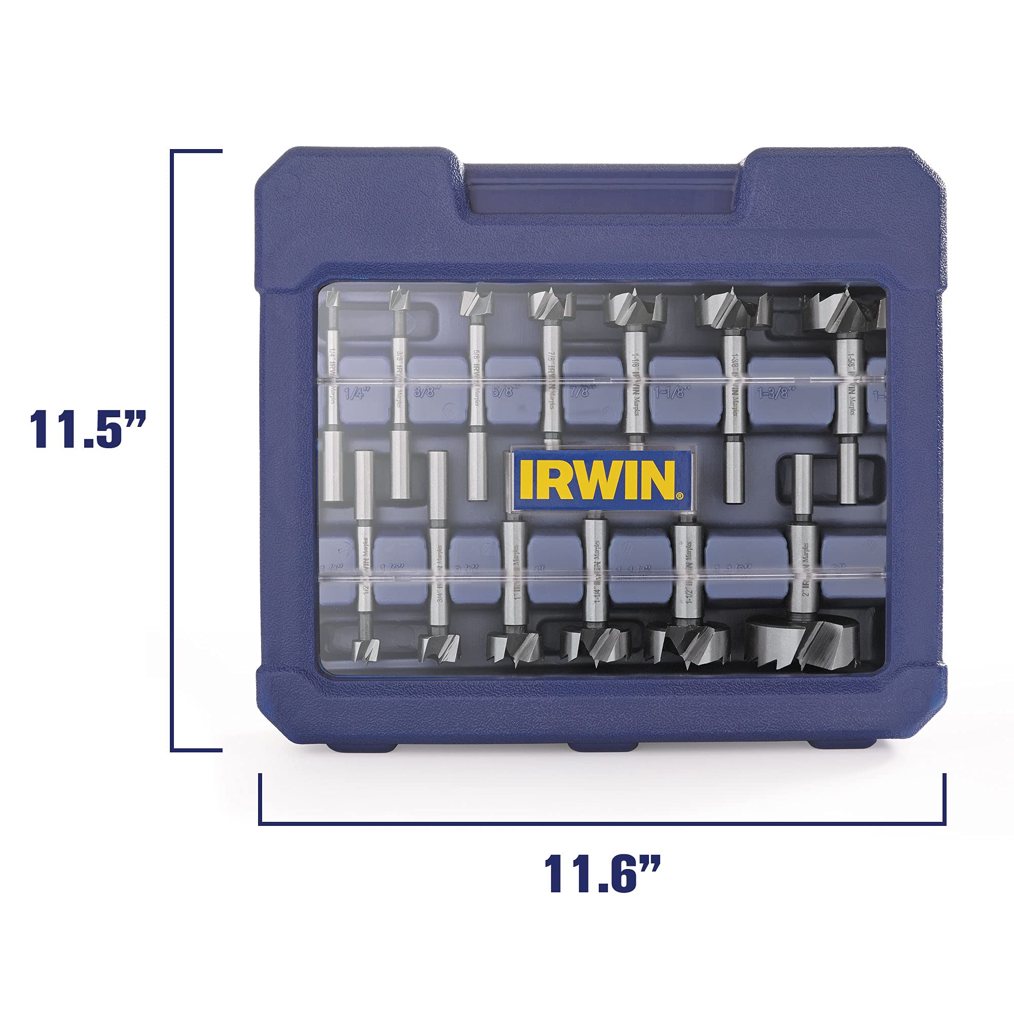 IRWIN Marples Forstner Bit Set, Wood Drill Bits, Made of Carbon Steel, Ideal for Fine Woodworking, Cabinet-making and more, 14 Pieces (1966893)