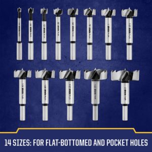 IRWIN Marples Forstner Bit Set, Wood Drill Bits, Made of Carbon Steel, Ideal for Fine Woodworking, Cabinet-making and more, 14 Pieces (1966893)