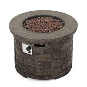 christopher knight home stillwater outdoor circular firepit, natural stone finish