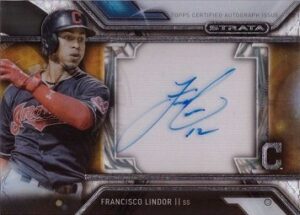 2016 topps strata #sa-fl francisco lindor certified autograph baseball card