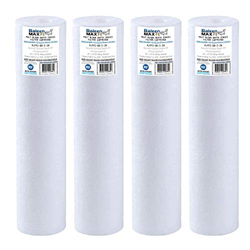 4-Pack of Baleen Filters 20" x 4.5" 5 Micron Depth Sediment Filter Cartridge Replacement for HDX SDC-45-2005, Watts FPMB-BB5-20, Pentek DGD-5005-20