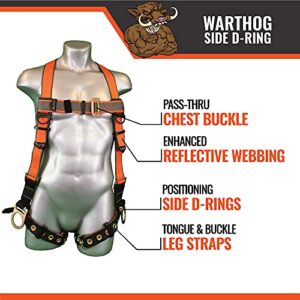 Malta Dynamics Warthog Safety Harness Fall Protection, Universal Full Body Harness with Side D-Rings & Tongue Buckle Legs, Roofing Harness for Safety and Protection - OSHA/ANSI Compliant, (XL-XXL)