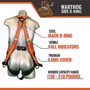 Malta Dynamics Warthog Safety Harness Fall Protection, Universal Full Body Harness with Side D-Rings & Tongue Buckle Legs, Roofing Harness for Safety and Protection - OSHA/ANSI Compliant, (XL-XXL)