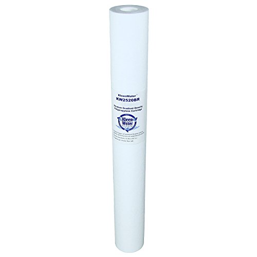 KleenWater KW2520BR-50M Dirt Rust Sediment Filters, Made in the USA Polypropylene Replacement Water Filter Cartridges, 50 Micron, 2.5 x 20 Inch, Set of 6