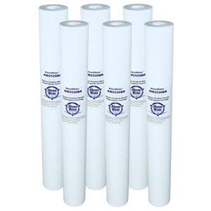 kleenwater kw2520br-50m dirt rust sediment filters, made in the usa polypropylene replacement water filter cartridges, 50 micron, 2.5 x 20 inch, set of 6