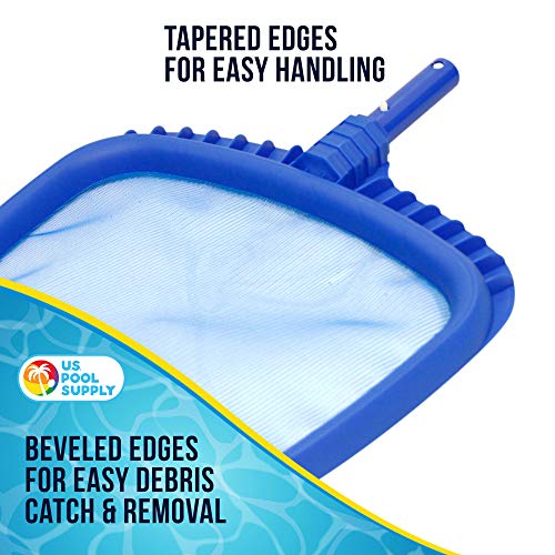 U.S. Pool Supply Professional Heavy Duty Large 15" x 16" Swimming Pool Leaf Skimmer Net - Fine Mesh Netting, Easy Scoop Edge - Fast Cleaning, Debris Pickup Removal - Fits Standard Swimming Pool Poles