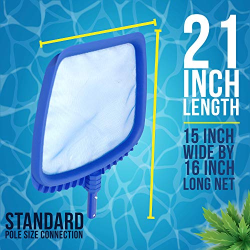 U.S. Pool Supply Professional Heavy Duty Large 15" x 16" Swimming Pool Leaf Skimmer Net - Fine Mesh Netting, Easy Scoop Edge - Fast Cleaning, Debris Pickup Removal - Fits Standard Swimming Pool Poles