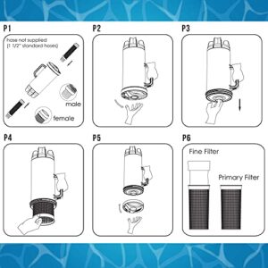 U.S. Pool Supply Professional in-line Pool Leaf Canister with Large Plastic Mesh Basket & Mesh Bag - Fits 1-1/2” Swimming Pool Cleaner Vacuum Hose Sections - Skims Leaves, Prevents Filter Clogging