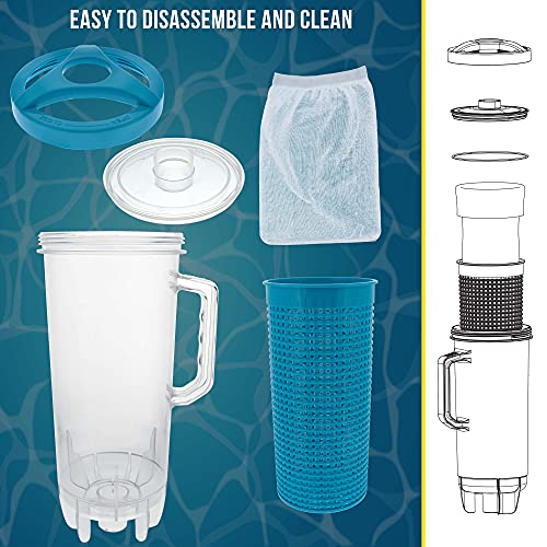 U.S. Pool Supply Professional in-line Pool Leaf Canister with Large Plastic Mesh Basket & Mesh Bag - Fits 1-1/2” Swimming Pool Cleaner Vacuum Hose Sections - Skims Leaves, Prevents Filter Clogging